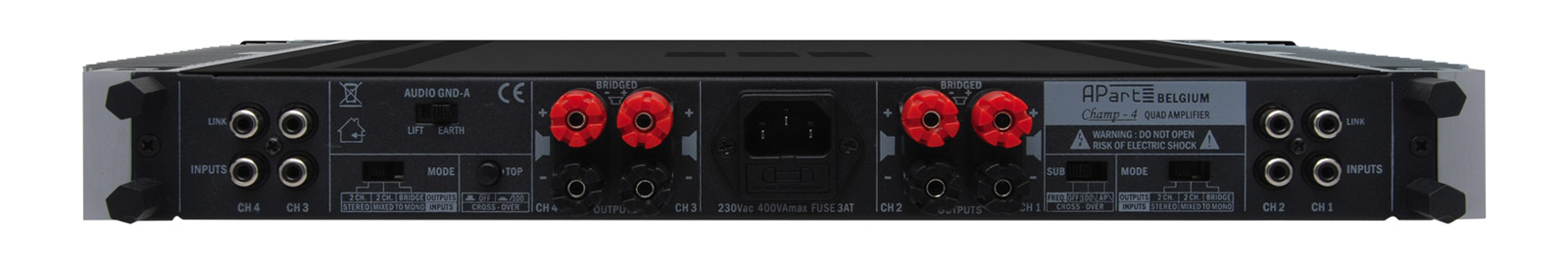 APART CHAMP-4 POWER AMPLIFIER 4x 80W/4, unbalanced line in, link out ...