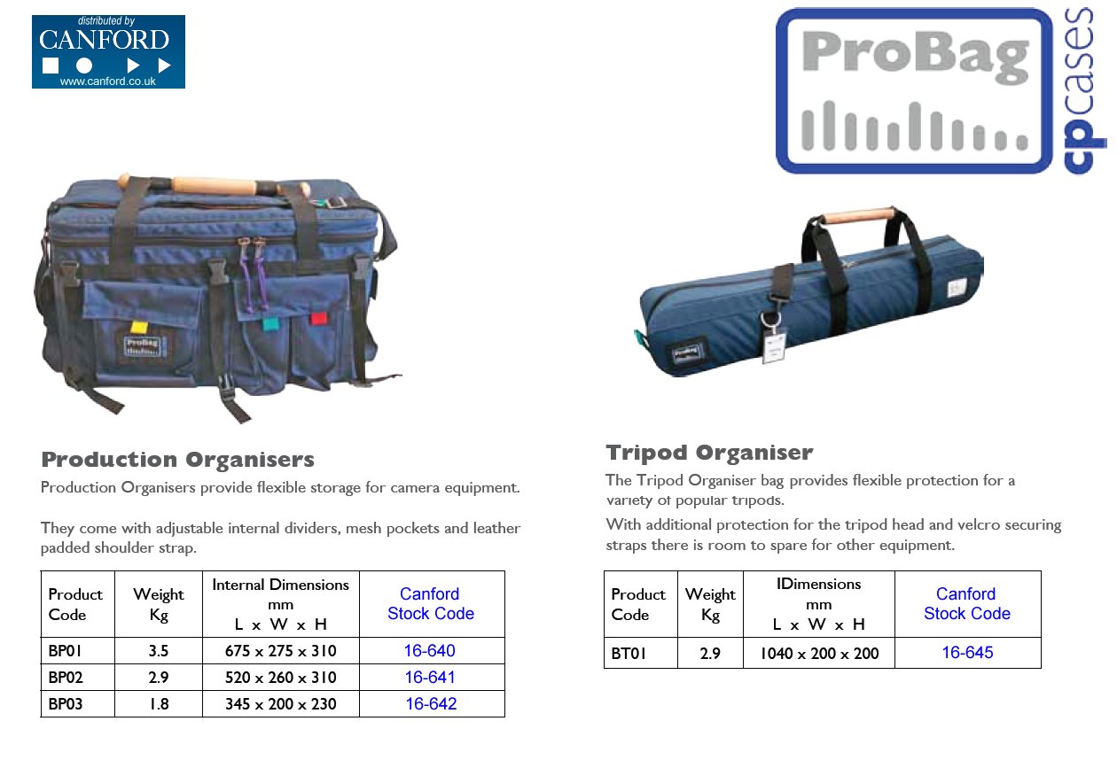 CP BP-01 PROBAG Production organiser, large